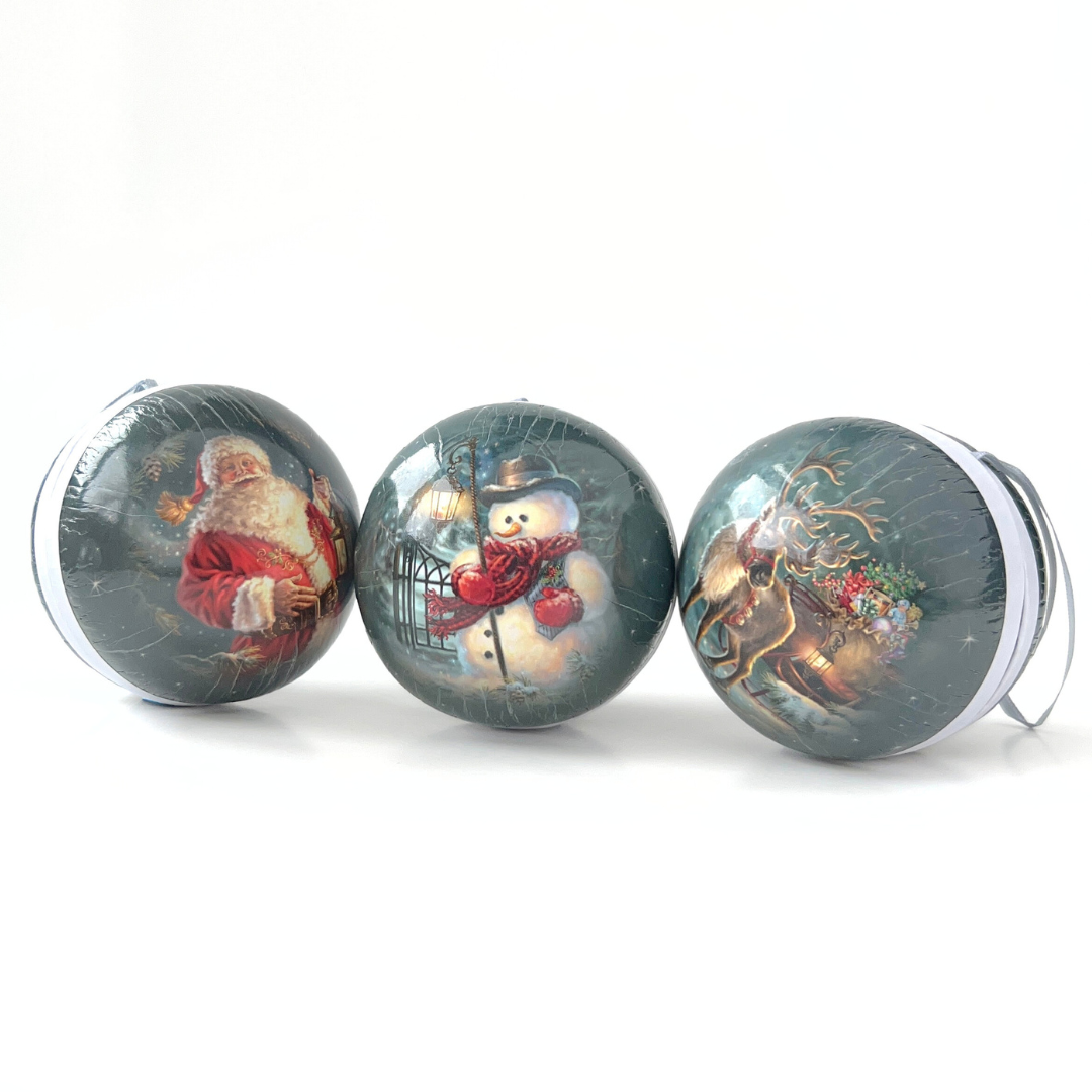 Paper Mache Fillable Christmas Ball Gift Boxes - December Classics ...
